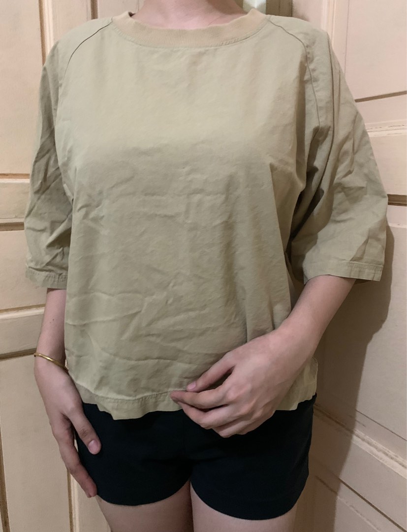 Muji Brown Linen Top on Carousell
