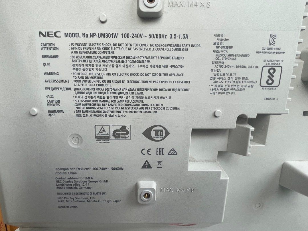 NEC UM301W SHORT THROW PROJECTOR, TV & Home Appliances, TV ...