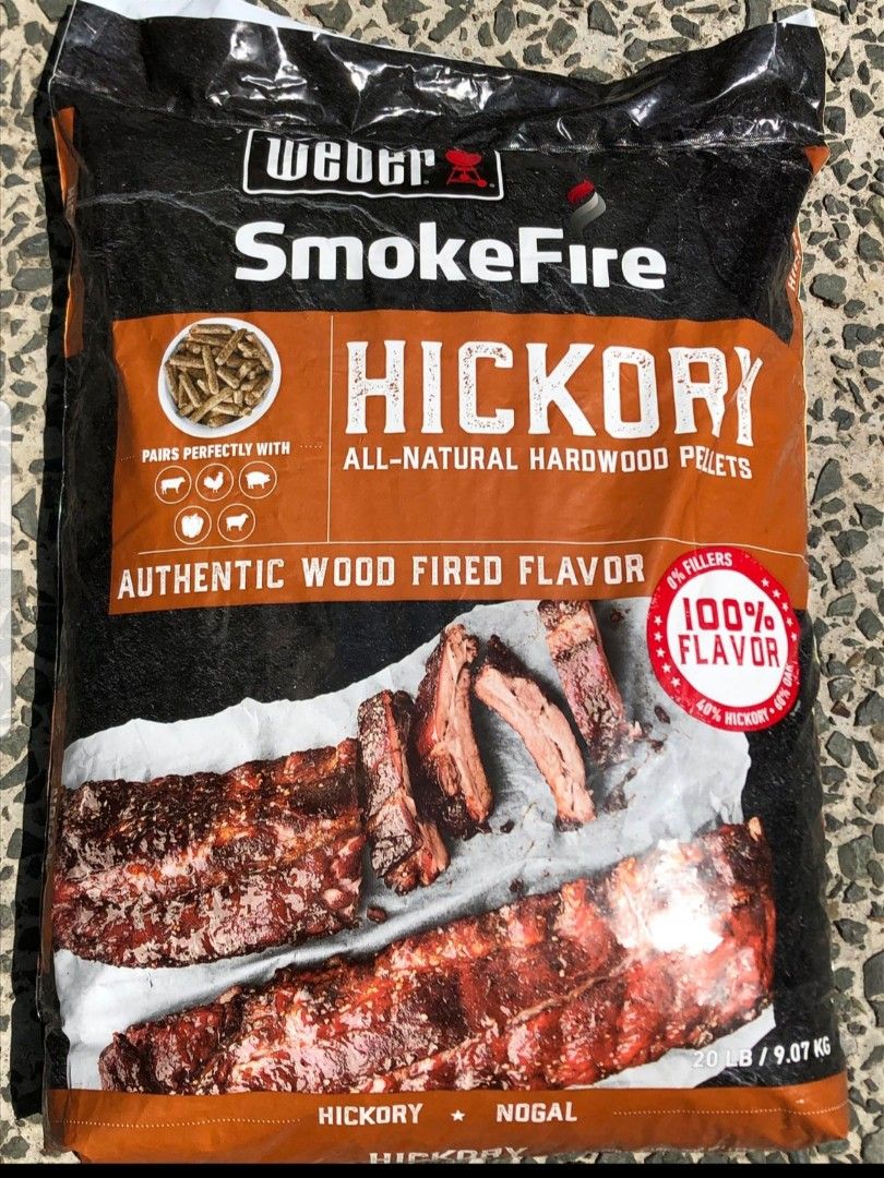 New Genuine WEBER HICKORY ALL-NATURAL HARDWOOD SMOKEFIRE PELLETS - 20 LB. BAG For Smoker Grill ...