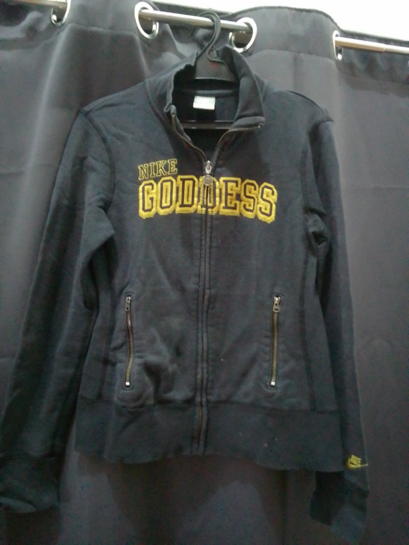 Nike Sportswear Goddess Jacket (Black/Gold) * small marks from bleaching on Carousell