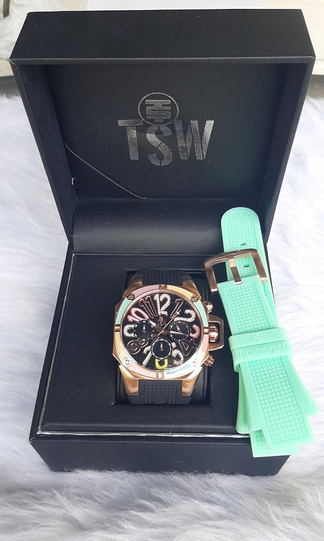 ORIGINAL TSW TECHNOSPORT WATCH FOR WOMEN WITH SWAROVSKI AND EXTRA STRAP ...