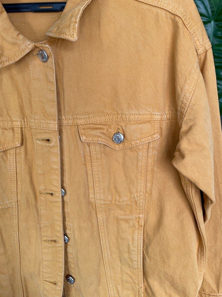 Oversized Mustard Denim Jacket, Women's Fashion, Coats, Jackets and ...