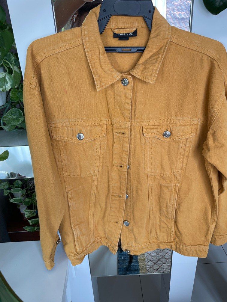 Oversized Mustard Denim Jacket, Women's Fashion, Coats, Jackets and ...