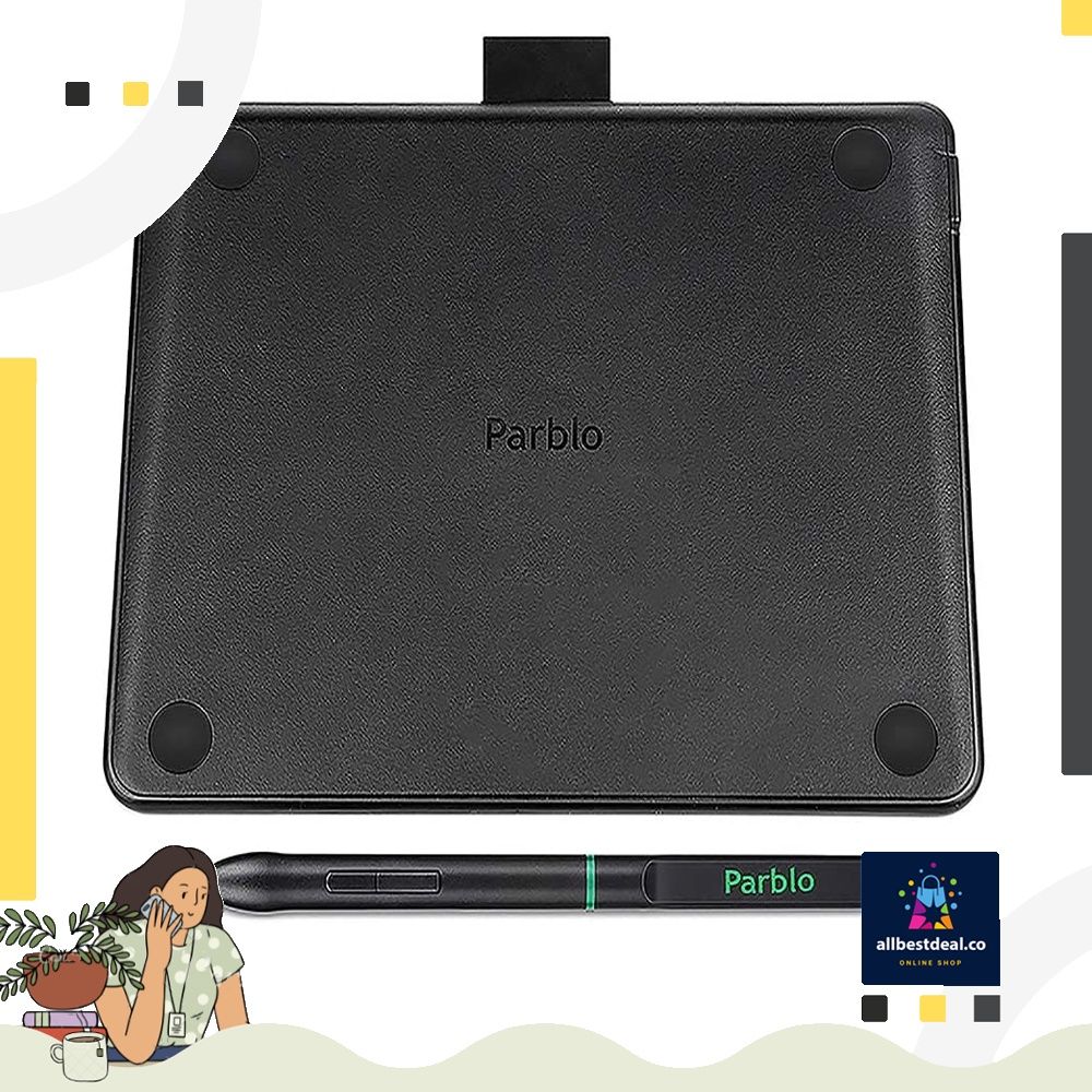 Parblo A640 Drawing Tablet with 8192 Levels Battery-Free Stylus Pen ...