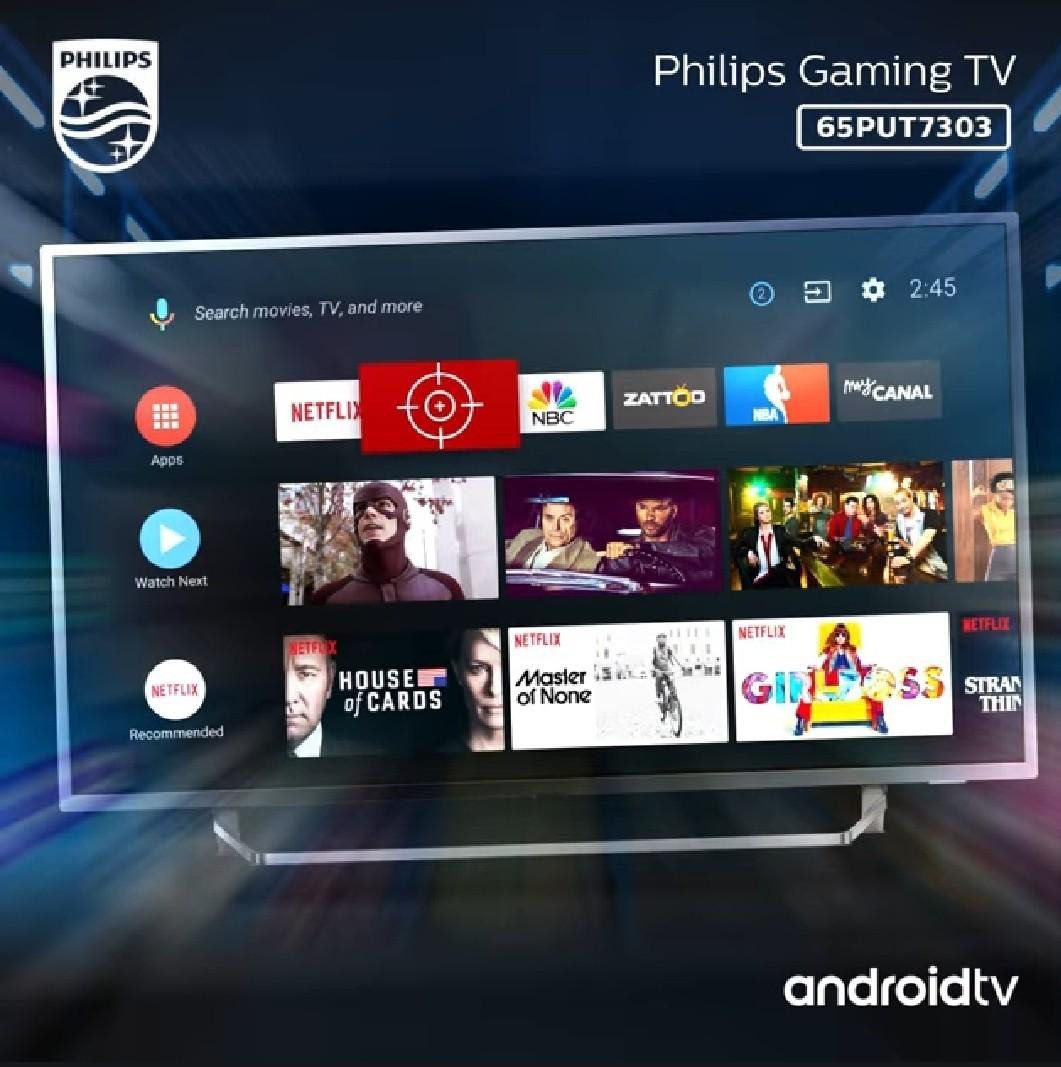 Philips 65-inch 4K UHD with 3 Sided Ambilight Android LED TV 65PUT7303 ...