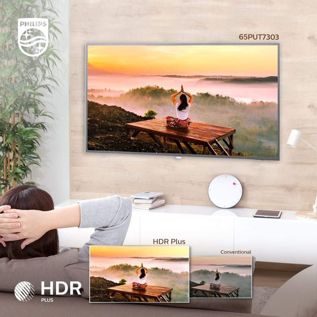 Philips 65-inch 4K UHD with 3 Sided Ambilight Android LED TV 65PUT7303 ...