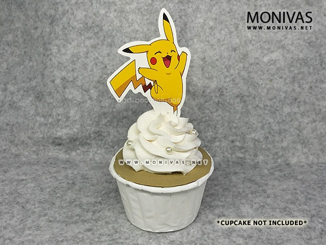 Pikachu Cupcake Toppers Pokemon Themed Birthday Party Decorations DIY ...