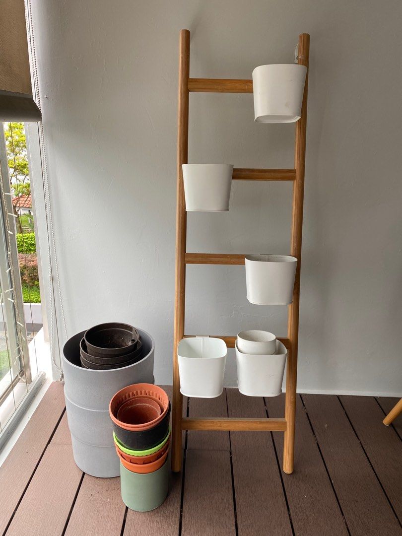IKEA ladder planter and plant pots, Furniture & Home Living, Gardening ...