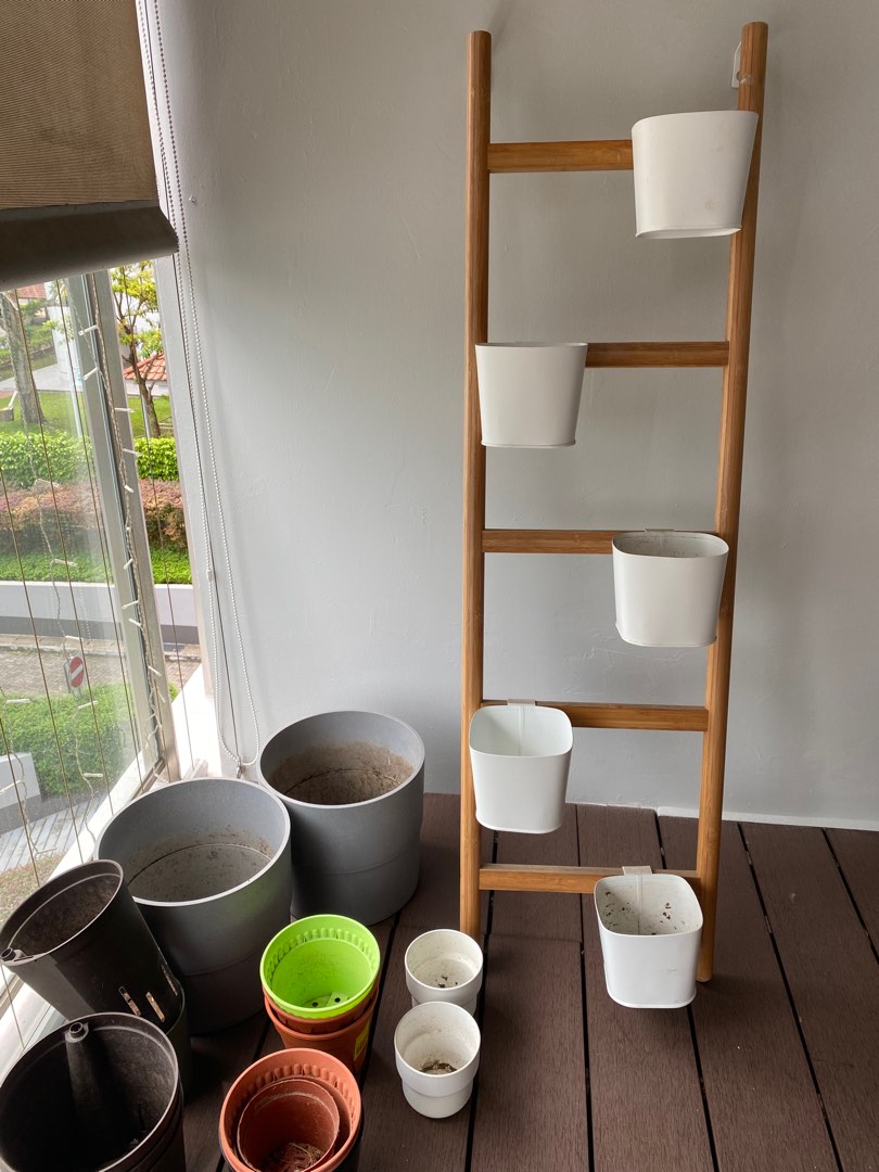 IKEA ladder planter and plant pots, Furniture & Home Living, Gardening ...