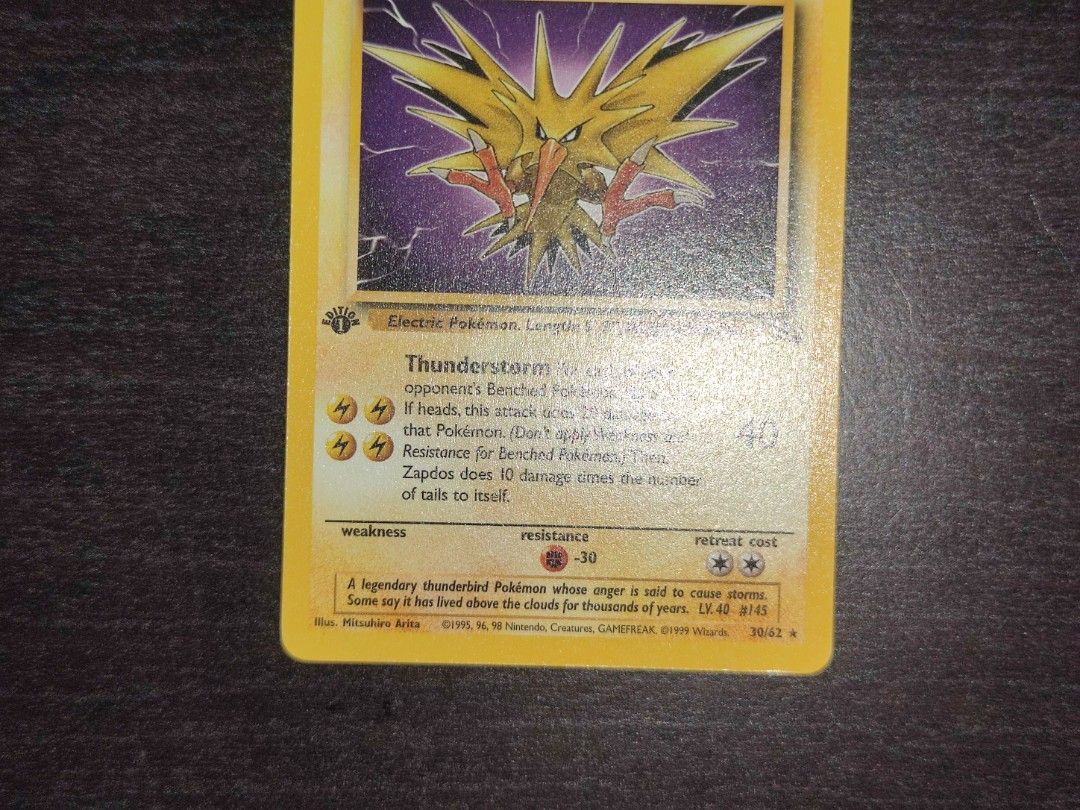 Pokemon Zapdos 30/62 Fossil First Edition, Hobbies & Toys, Toys & Games ...