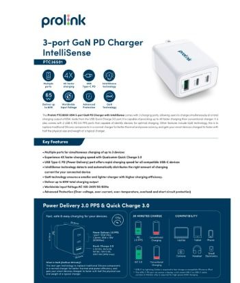 Prolink USB PD charger with intellisense 2 ports to 6 ports - Charge ...
