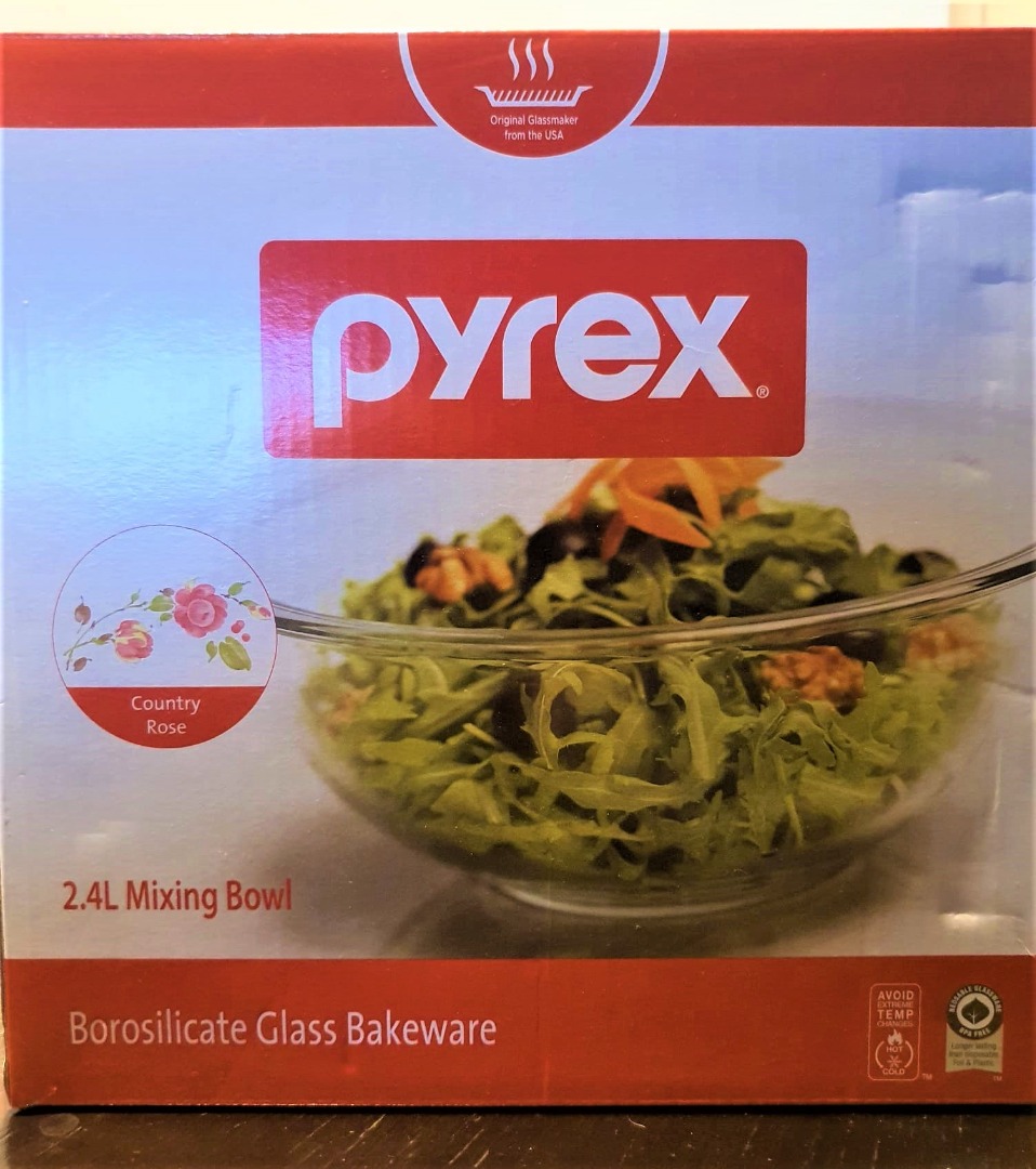 PYREX (by CORNINGWARE) 2.4L GLASS BOWL, Furniture & Home Living ...