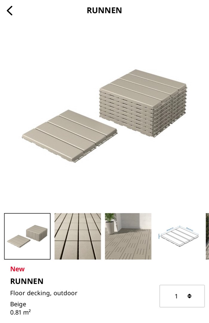 RUNNEN Ikea Floor Decking, Furniture & Home Living, Outdoor Furniture ...