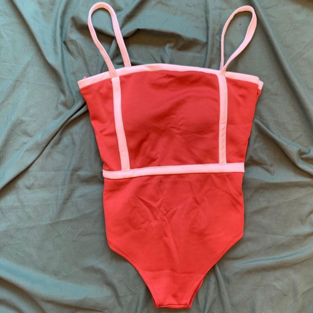 rust one piece swimsuit retro classic style on Carousell