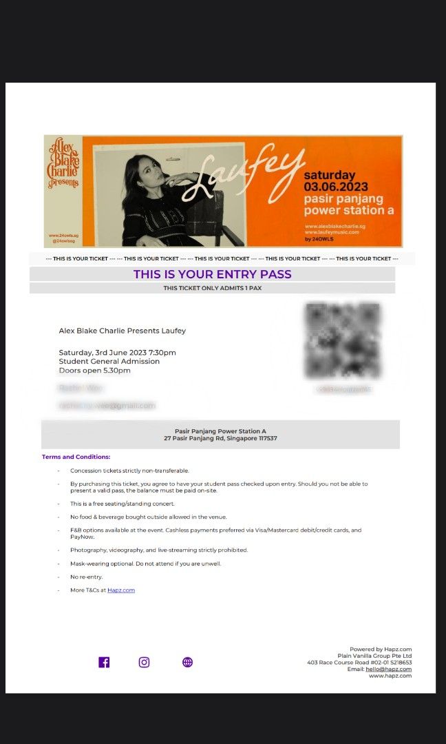 SELLING 1 Laufey ticket, Tickets & Vouchers, Event Tickets on Carousell