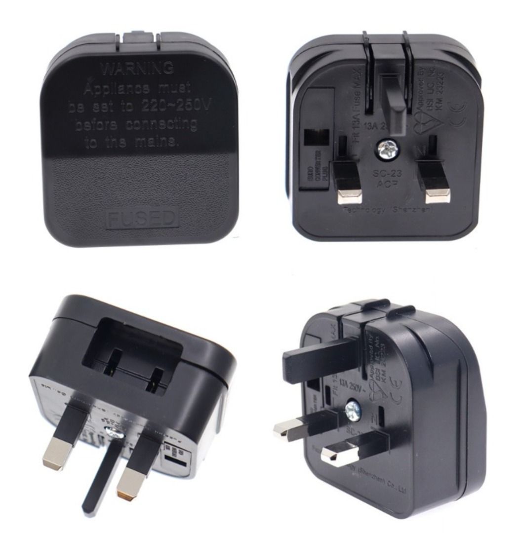 [SG seller]Embedded US 2 Pin To 3 Pin UK Converter Plug Adapter With ...