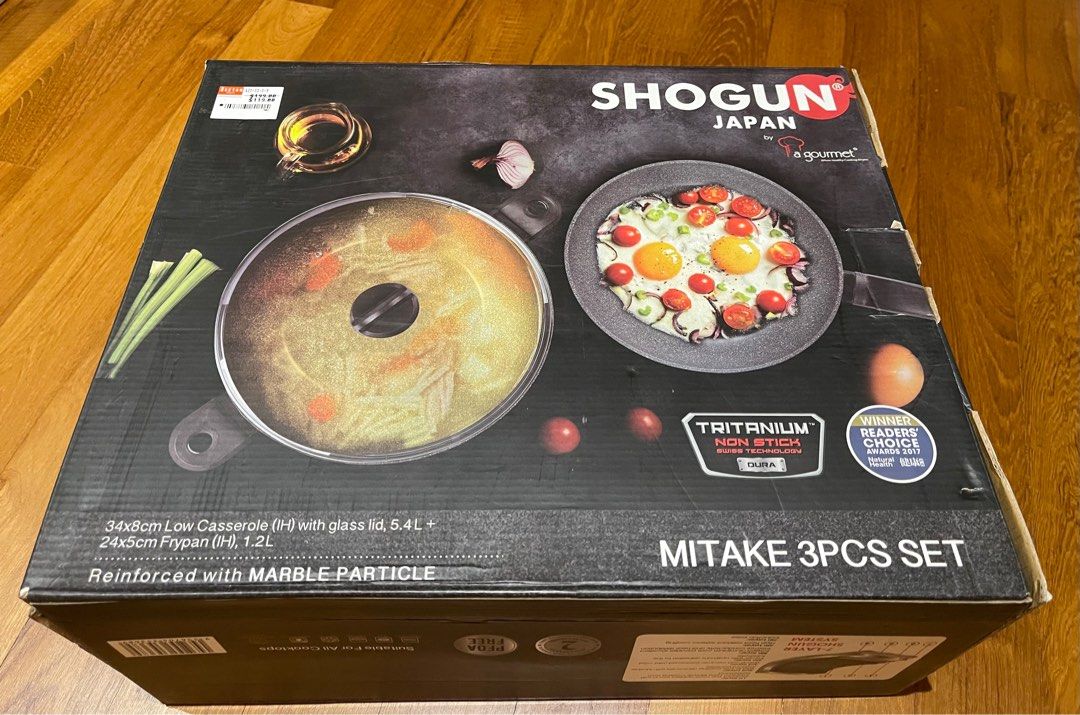 Shogun Japan mitake 3pc - casserole and frypan set, Furniture & Home ...