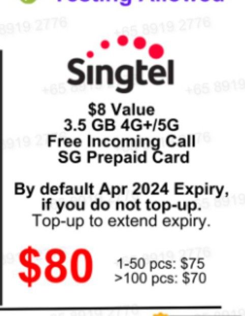 sim card Singtel.hi golden number taikong preregistered sim card ...