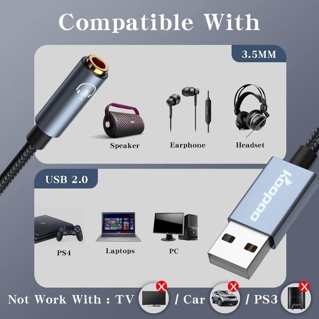 SJ007 External USB Sound Card, 24Bit 96Khz Hi-Res USB Audio Adapter ...