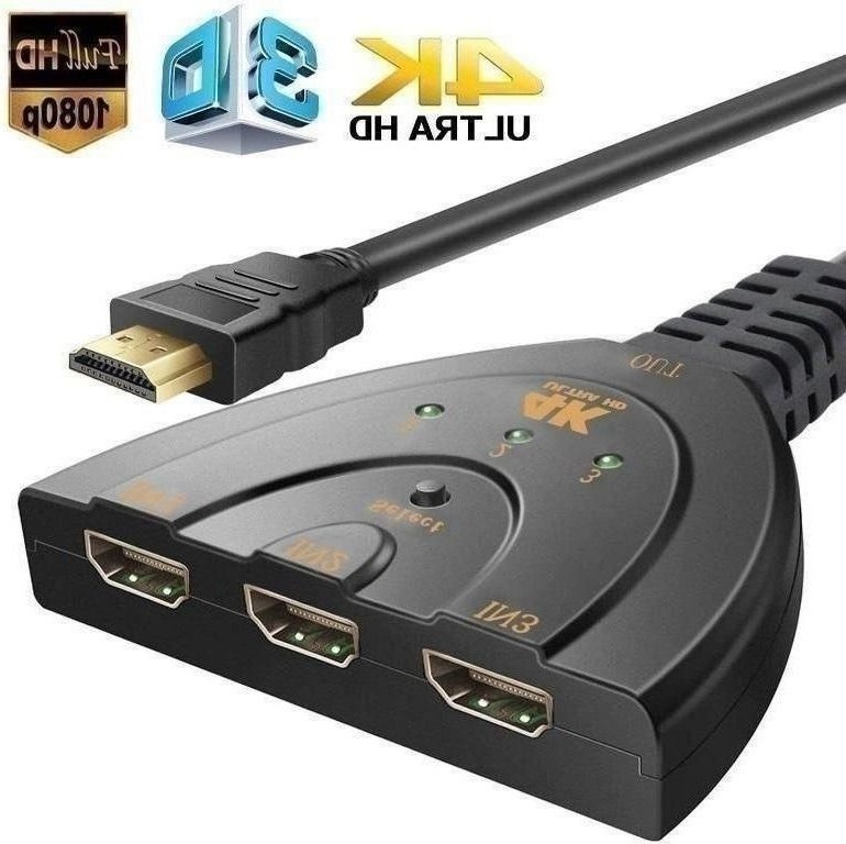 SJ237 4K 3 Port HDMI Switcher 4K*2K with High Speed Pigtail HDMI Cable ...