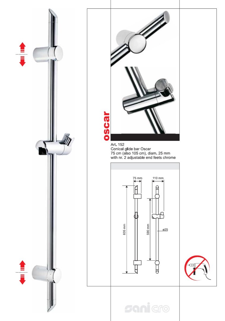 Sliding shower rail replacement (Made in Italy), Furniture & Home ...