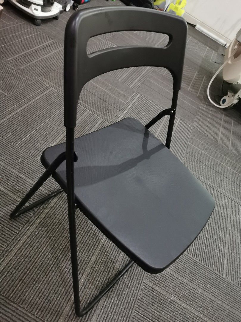 Solid IKEA Foldable Chair(black), Furniture & Home Living, Furniture ...