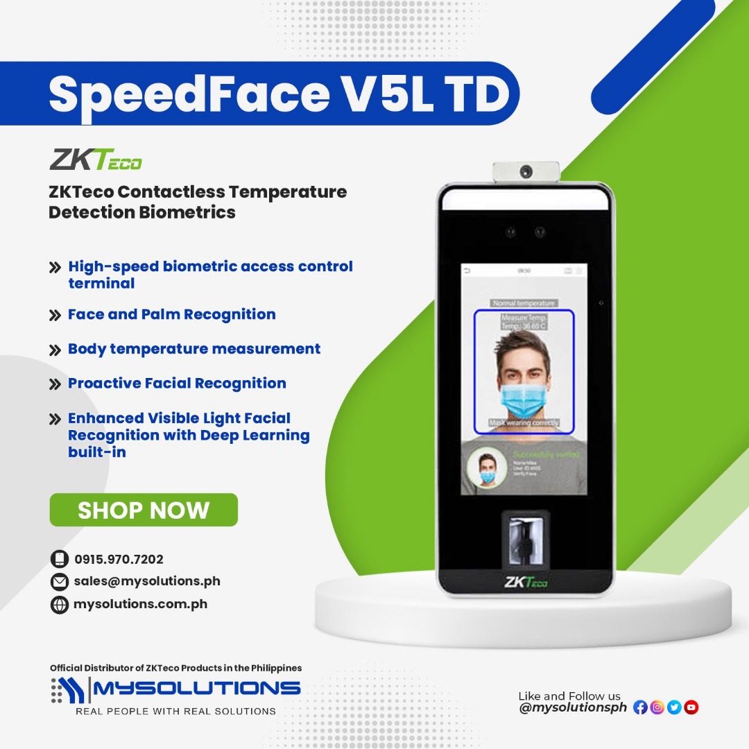 SPEEDFACE V5L TD CONTACTLESS TEMPERATURE DETECTION BIOMETRICS, Computers & Tech, Office ...