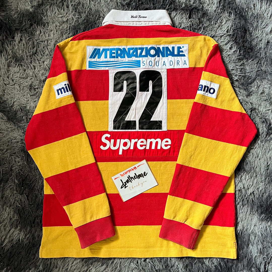 Supreme Stripe Rugby Polo, Men's Fashion, Tops & Sets, Tshirts & Polo ...