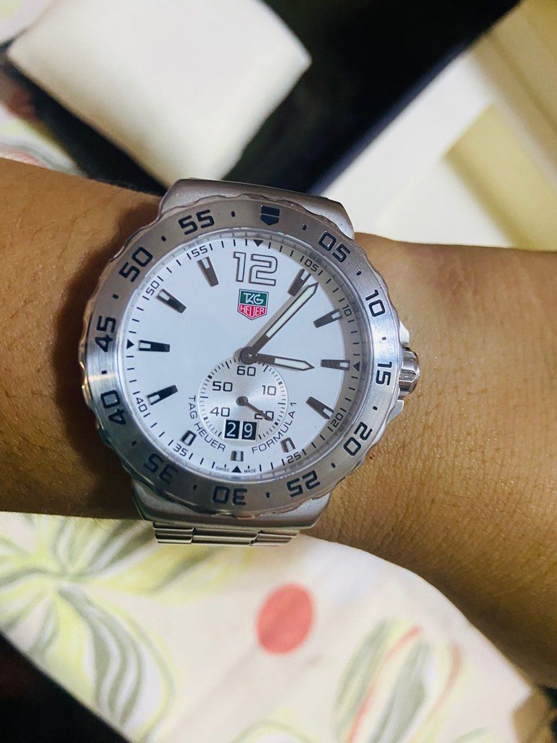 Tag Heuer F1 Grande Date White Dial, Men's Fashion, Watches ...