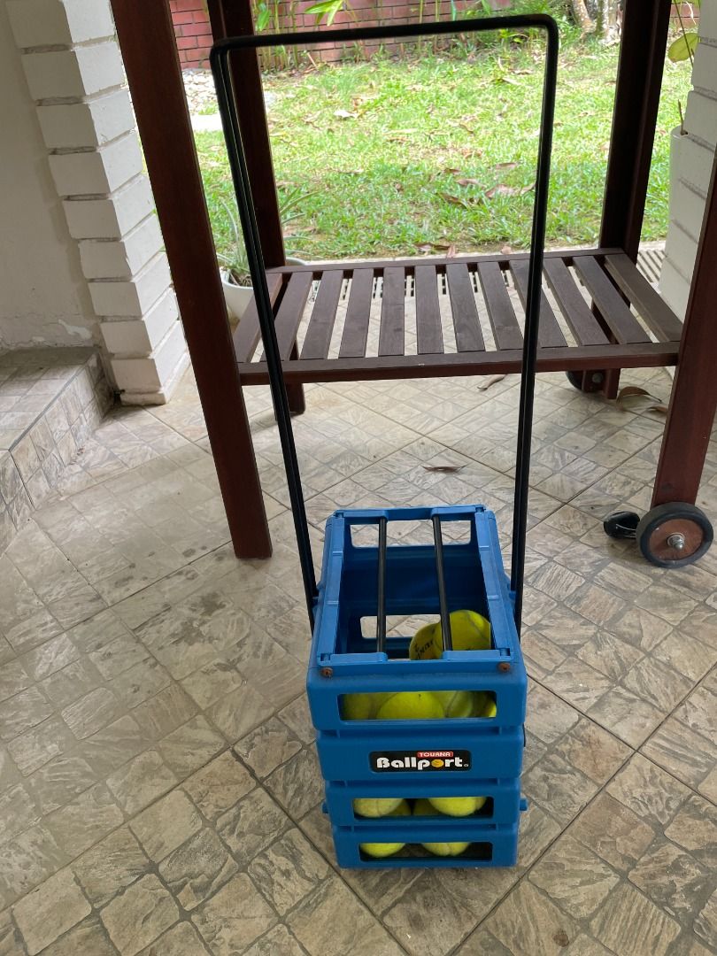 Tennis ball cage/crate with tennis balls, Health & Nutrition, Health ...