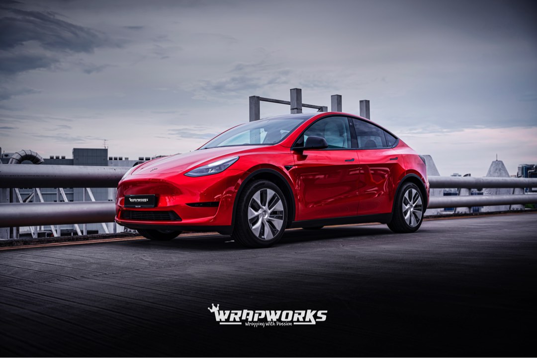 Tesla Model Y - Glossy Soul Red Full Wrap, Car Accessories, Accessories ...