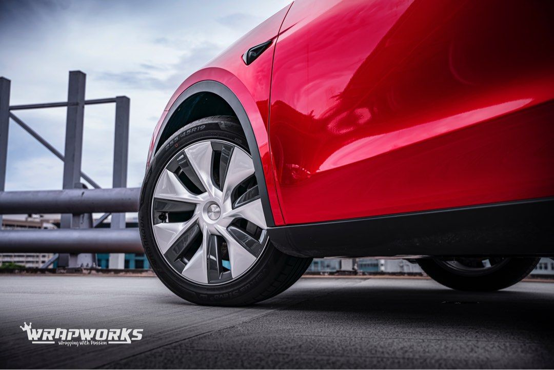 Tesla Model Y - Glossy Soul Red Full Wrap, Car Accessories, Accessories ...