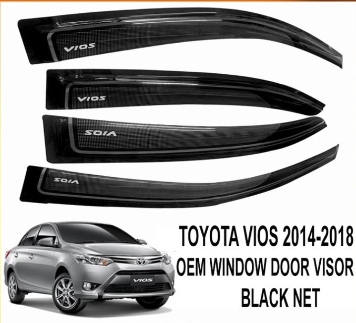 Toyota Vios 2014 to 2018 SUPERMAN OEM Window Door Visor Black Net Two ...