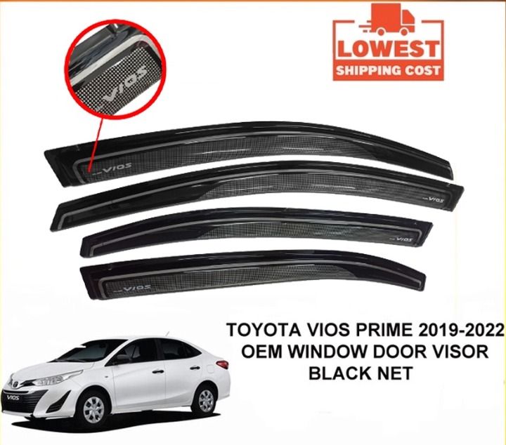 Toyota Vios 2019 to 2023 PRIME OEM Window door visor Black Net, Car ...