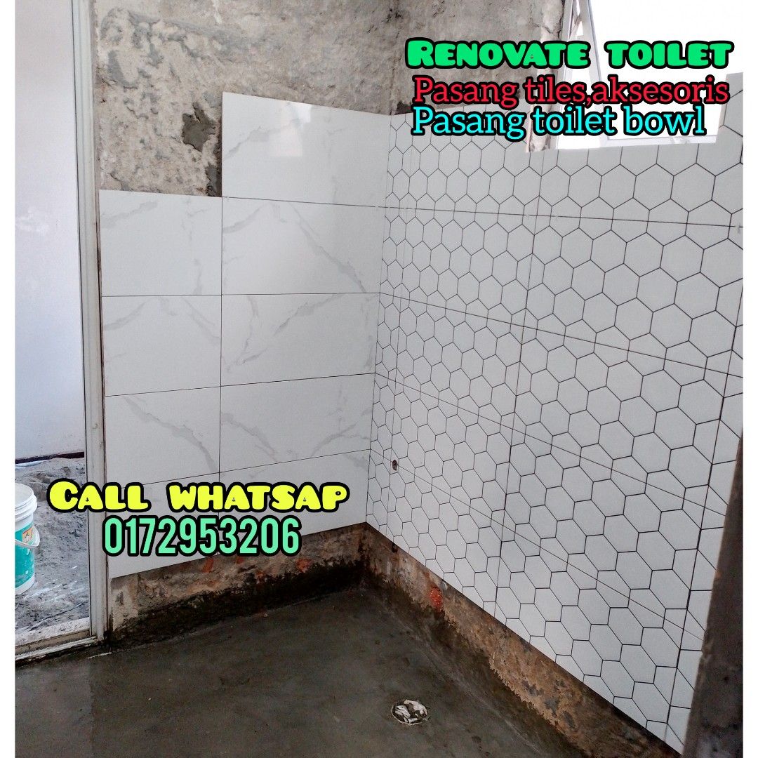 Tukang pasang tiles/mozek renovation toilet area shah alam seksen 11 ...