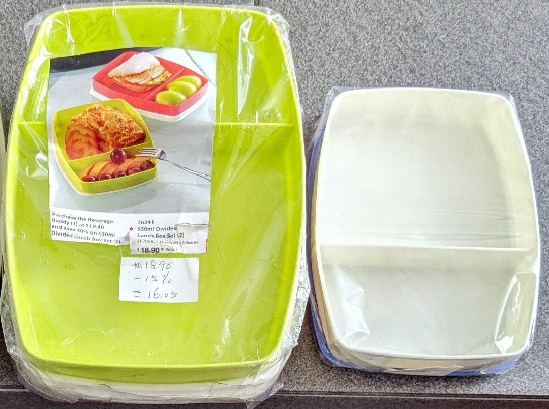 Tupperware Divided Lunch Box 650ml, Furniture & Home Living ...