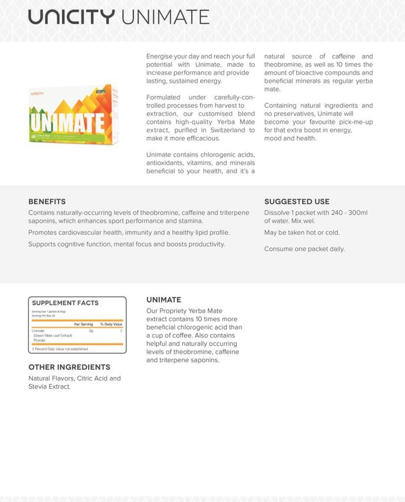 Unicity Unimate - Cituus Mint/Lemon/ Lemon Ginger/Black(Coffee), Health ...