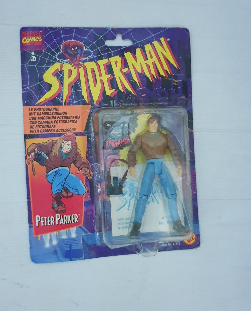 Vintage Toybiz Spiderman Animated Series Peter Parker Figure, Hobbies