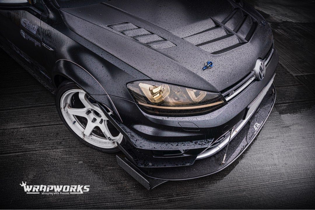 Volkswagen Golf Mk7R - Satin Black Full Wrap with Customise Printing ...