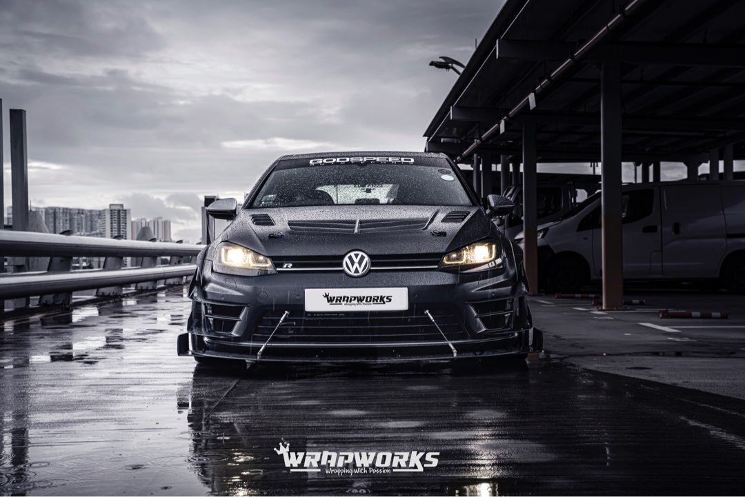 Volkswagen Golf Mk7R - Satin Black Full Wrap with Customise Printing ...