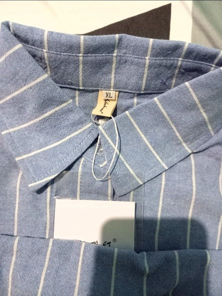 Women stripe turn collar single breasted loose full sleeve long shirt ...