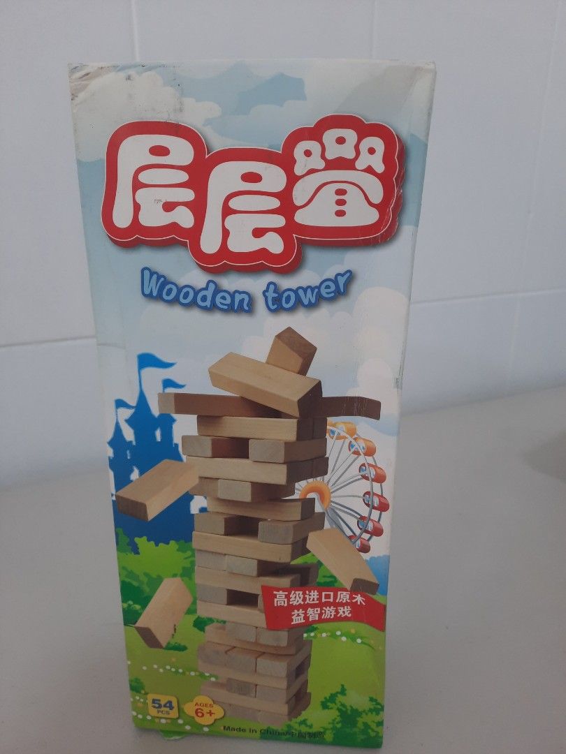 Wooden Tower Building Block Game, Hobbies & Toys, Toys & Games on Carousell