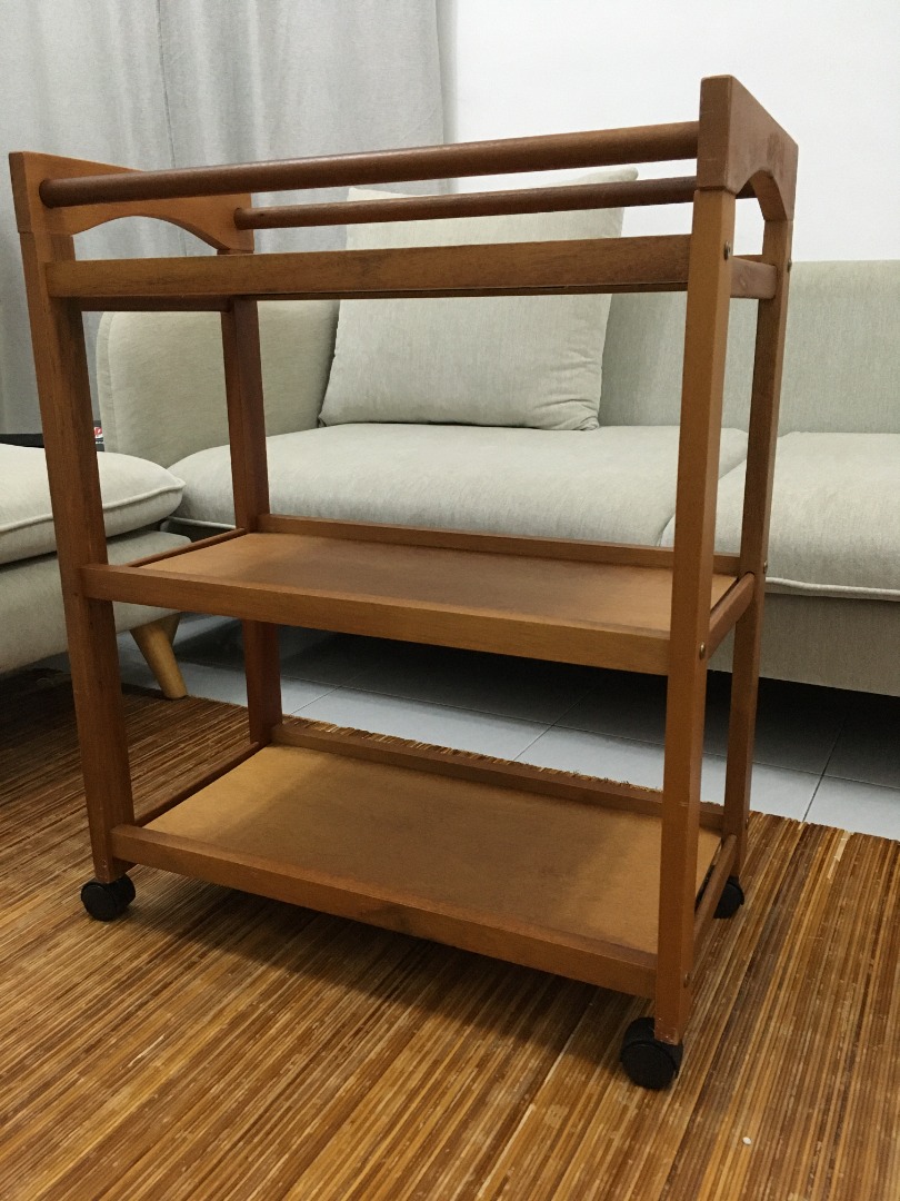 Wooden Trolley - Troli Kayu, Furniture & Home Living, Home Improvement ...