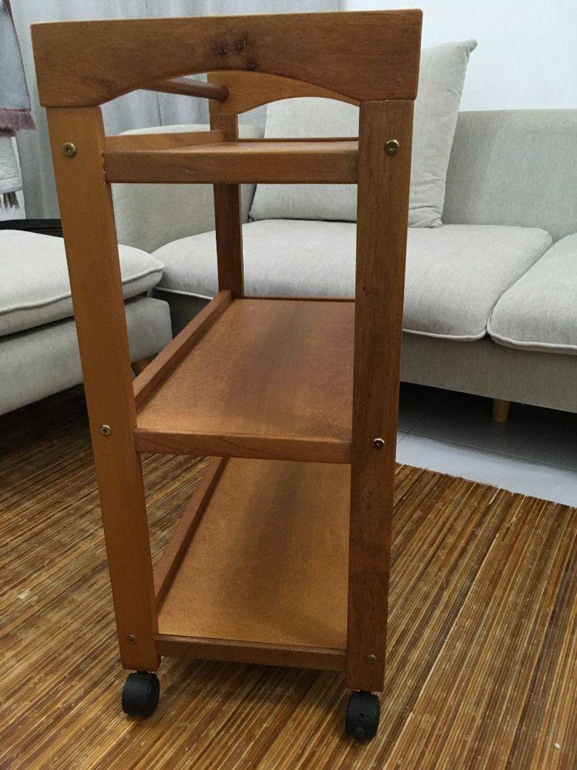 Wooden Trolley - Troli Kayu, Furniture & Home Living, Home Improvement ...