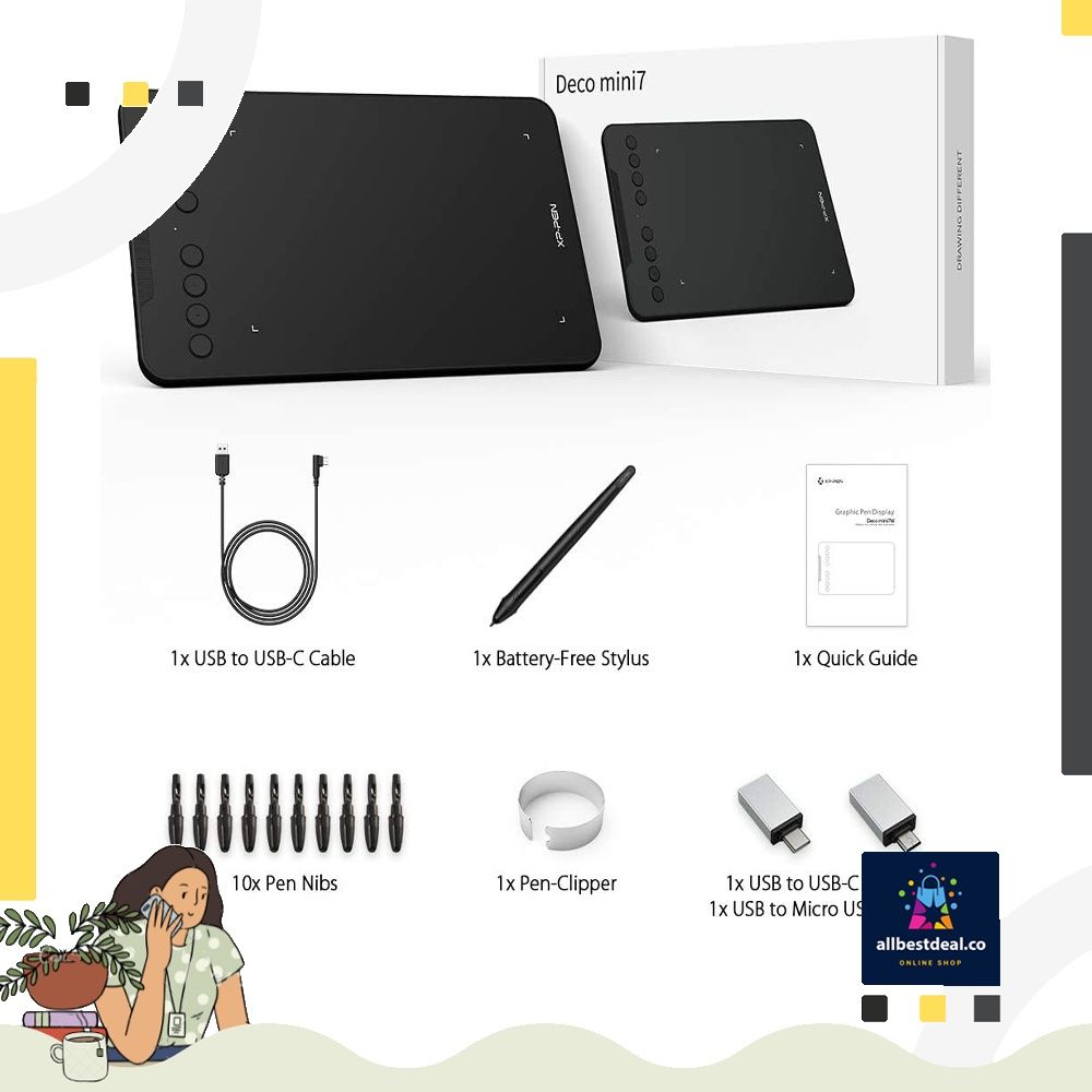 XP-PEN Deco mini7 7" Portable Graphic Drawing Tablet with Passive ...
