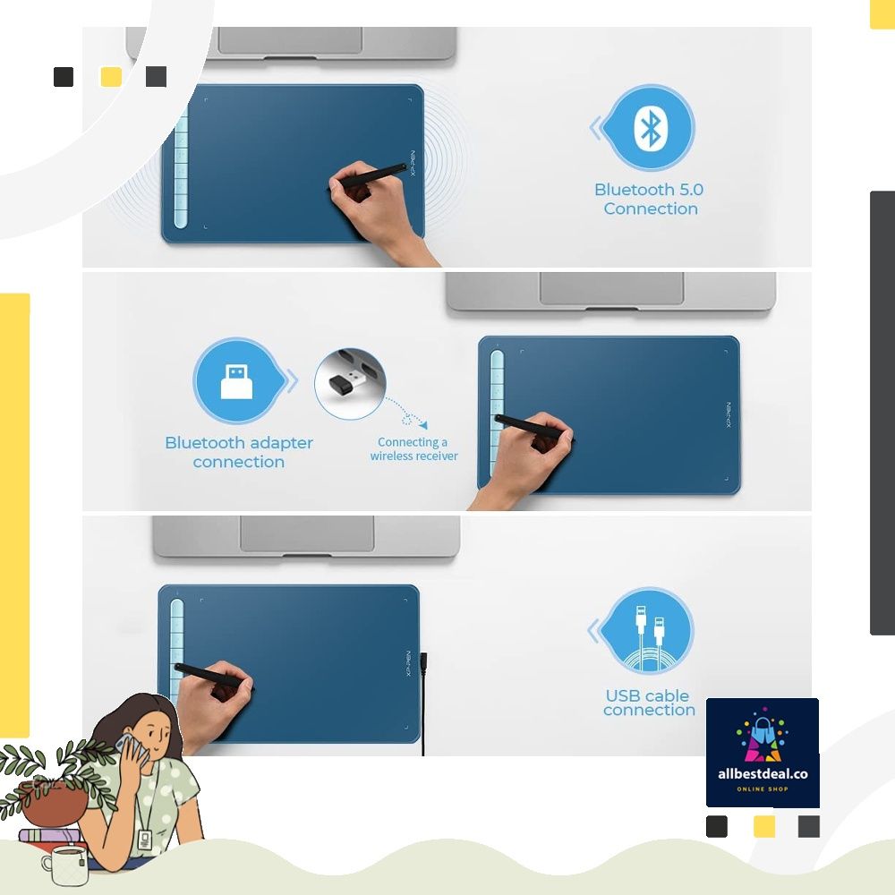 XP-PEN Deco MW Graphics Drawing Tablet Digital Pen Bluetooth Wireless ...