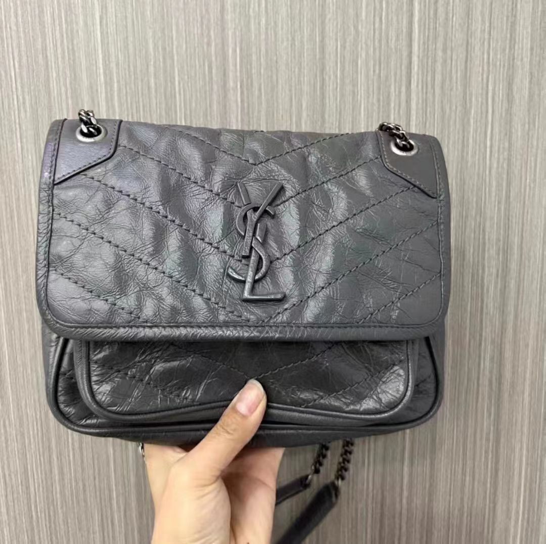 YSL Niki Baby grey, Luxury, Bags & Wallets on Carousell