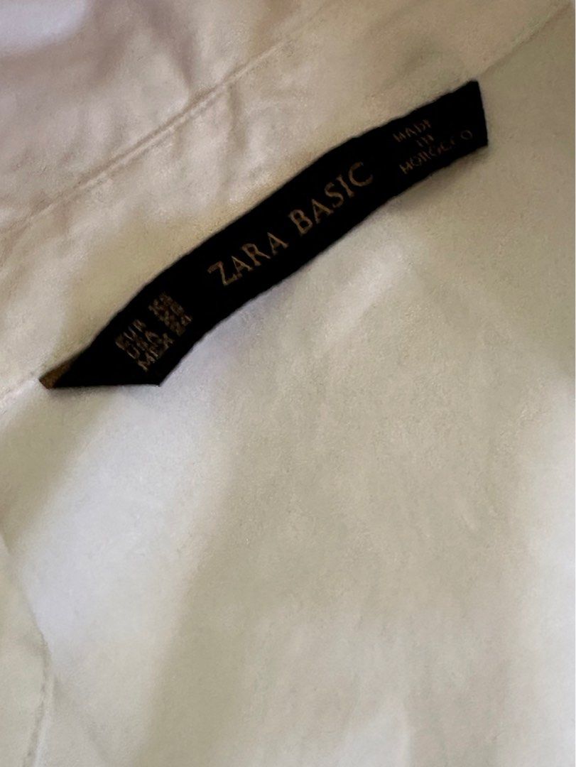 zara basics white button-up shirt, Women's Fashion, Tops, Shirts on Carousell