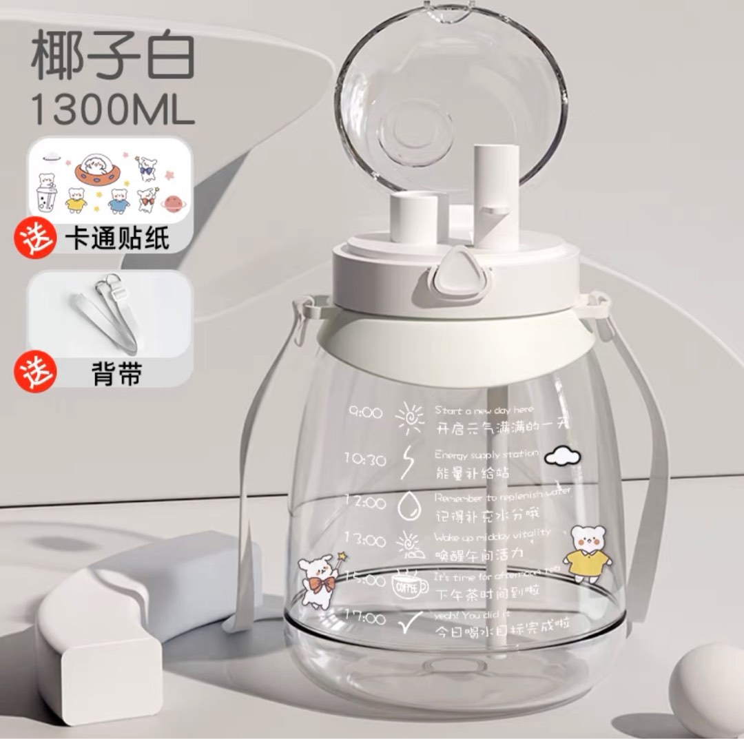 1.3L Daily Water Bottle with time reminders, Furniture & Home Living ...