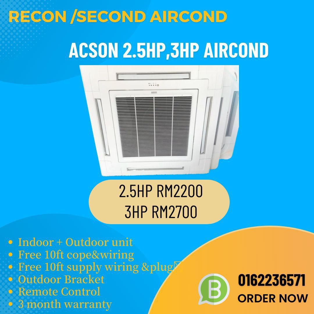 Acson 3hp ceiling cassette aircond B637, TV & Home Appliances, Air ...